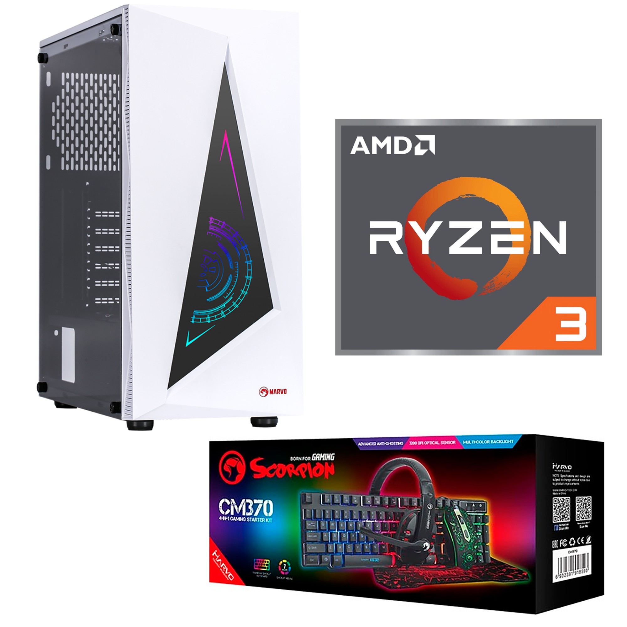 Pc Gamer Marvo Ryzen 3 5300g 16gb 128gb Ssd M.2 + 256gb Ssd